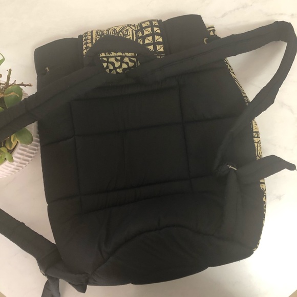 Bags | Boho Tribal Fabric Backpack Tan Black | Poshmark